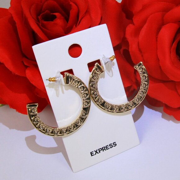 Express | Jewelry | Nwt Express Gold Tone Hoop Earrings | Poshmark